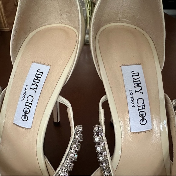 Jimmy Choo | Shoes | Nwot Jimmy Choo Crystal Embellished Heels In Linen ...